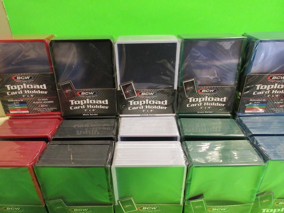 500 BCW TOPLOAD CARD HOLDERS w/color border , WHITE, RED, BLUE, BLACK,GREEN, 3X4 722626902291 | eBay