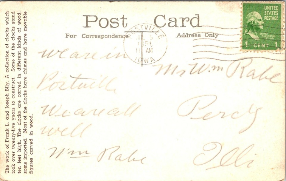 Billy Brothers Clocks Spillville Iowa Postcard | eBay