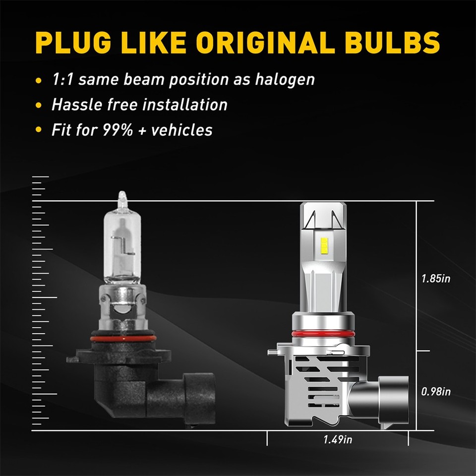 2-Side 9005 LED Headlight Super Bright Bulbs Kit 80000LM HIGH/LOW Beam ...