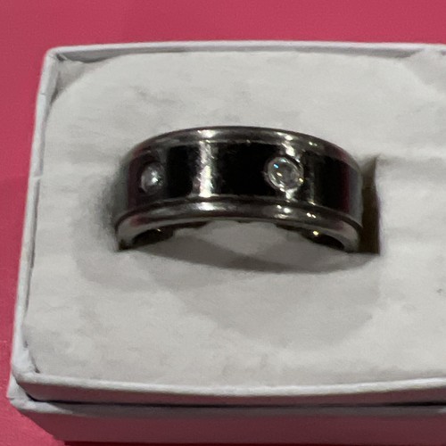 Mens Titanium Brand Ring Size 8 Black Shiny Stones | eBay