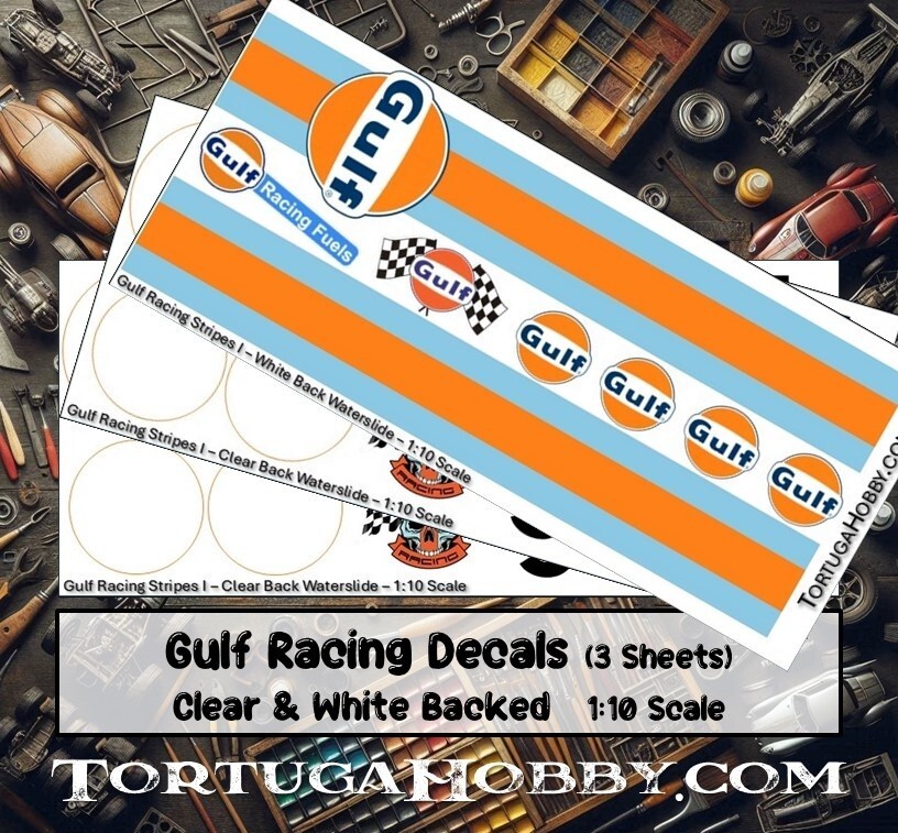Gulf Racing Decals - 1:10 / 1:18 / 1:24 Scale - Waterslide Decals | eBay