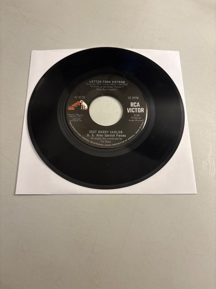 SSGT BARRY SADLER, THE BALLAD OF THE GREEN BERETS, RCA Victor 47-8739 ...