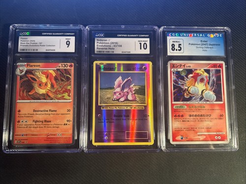 Lot Of 3 Graded Slabbed Pokemon Cards From Various Sets, Modern/vintage ...