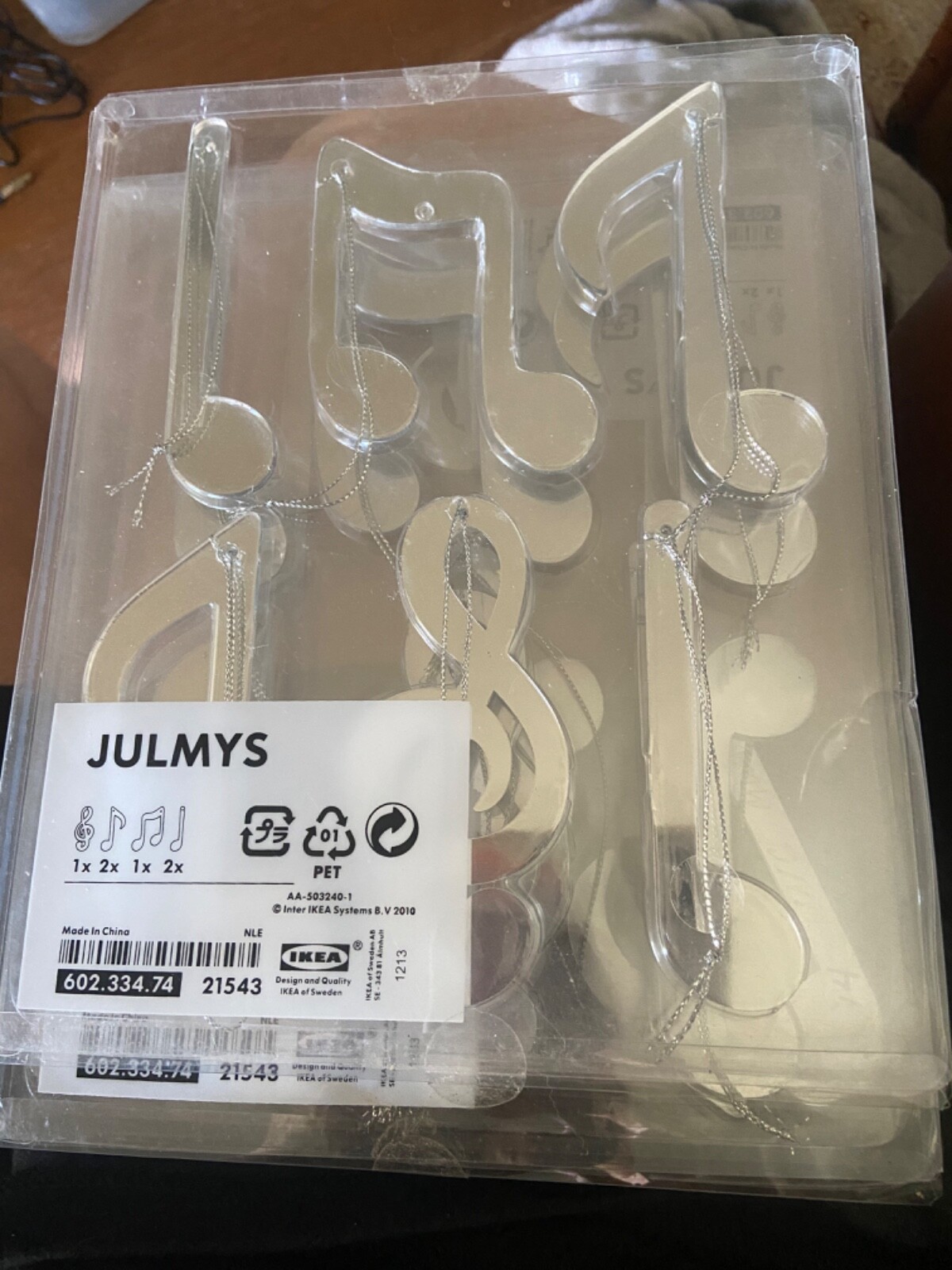 Vintage Ikea Christmas mirrored look musical note ornaments 5 packages ...