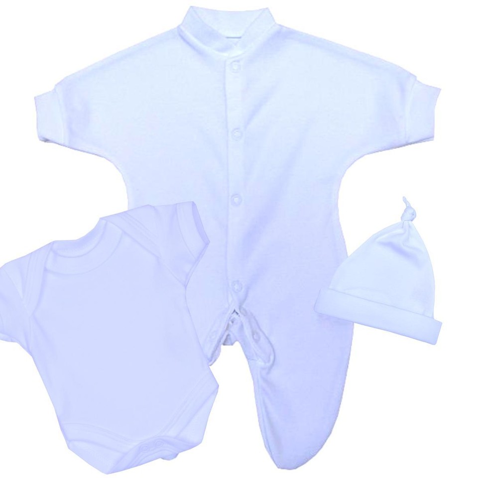 BabyPrem Premature Baby Clothes 3 Piece Set Sleepsuit Vest & Hat 1lb -7 ...