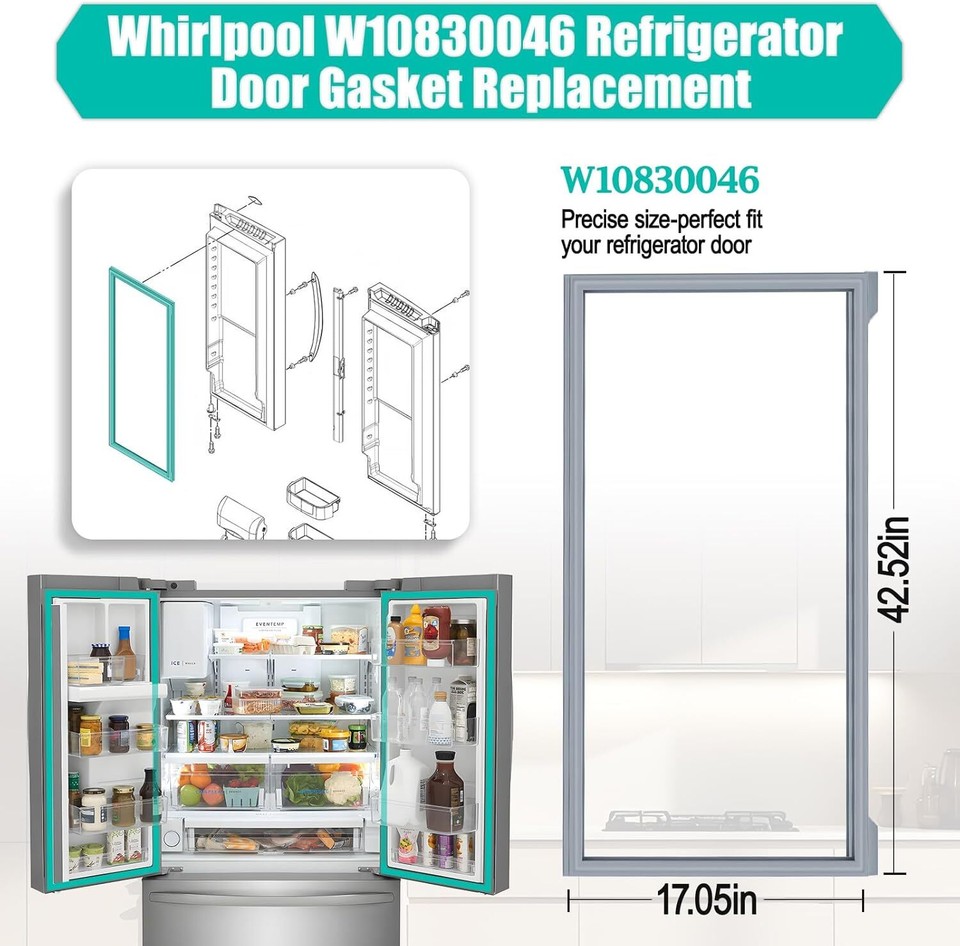 New W10830046 Refrigerator Fresh Food Door Gasket Seal Fit Whirlpool ...