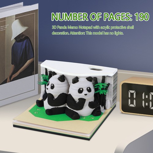 3D Calendar Memo Pad Creative Desk Panda Notes DIY Paper Carving Art ...