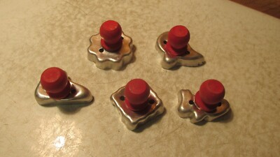 5 Antique Toy Child's Aluminum Cookie Cutters Red Wood Knobs | eBay