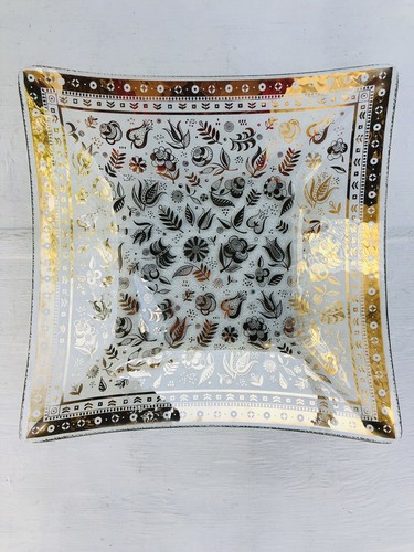 MCM Georges Briard Persian Garden Bent Glass Plate Bowl Gold Guild ...