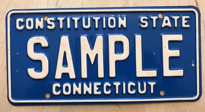 CONNECTICUT SAMPLE LICENSE PLATE EMBOSSED " SAMPLE " CT CONSTITUTION ...