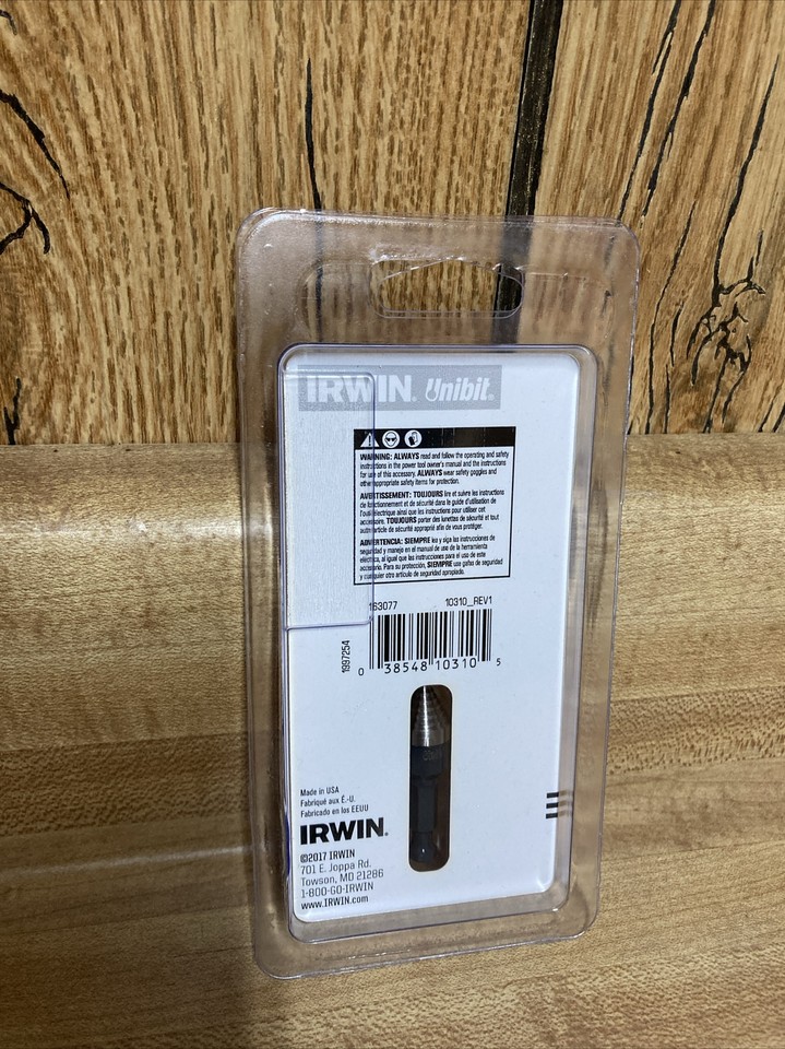 Irwin 10310 #10 Unibit Step Drill Bit, 1/2" 12.7mm, Speed Point HSS USA ...