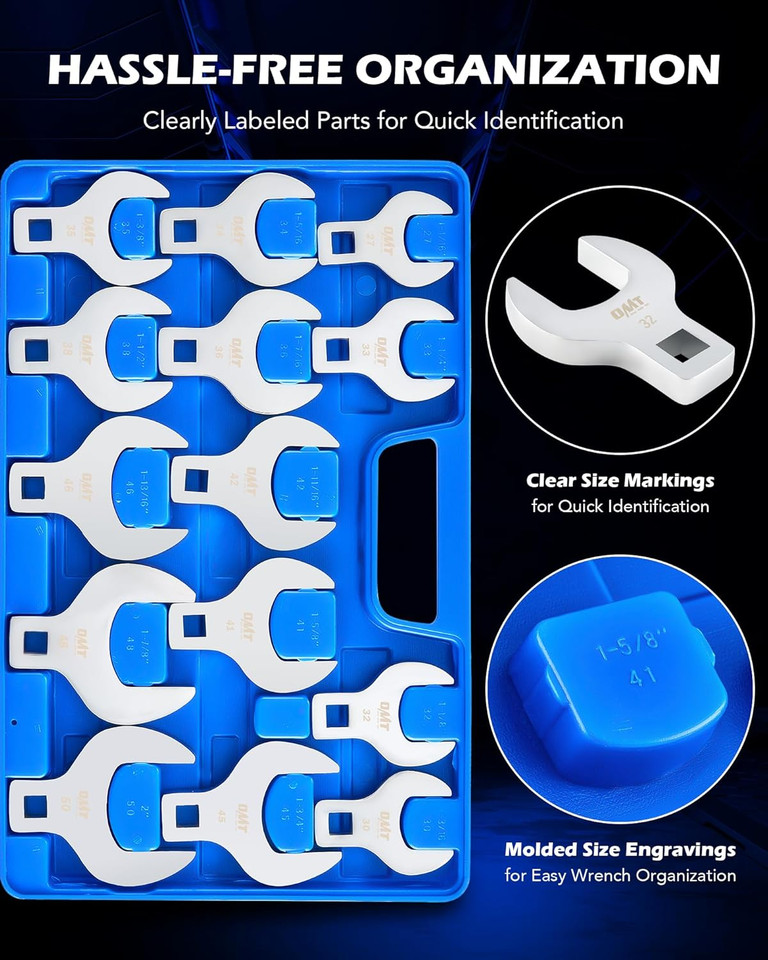 14Pc Jumbo Crowfoot Wrench Set, Metric Crows Foot Wrench Set for 27 to ...
