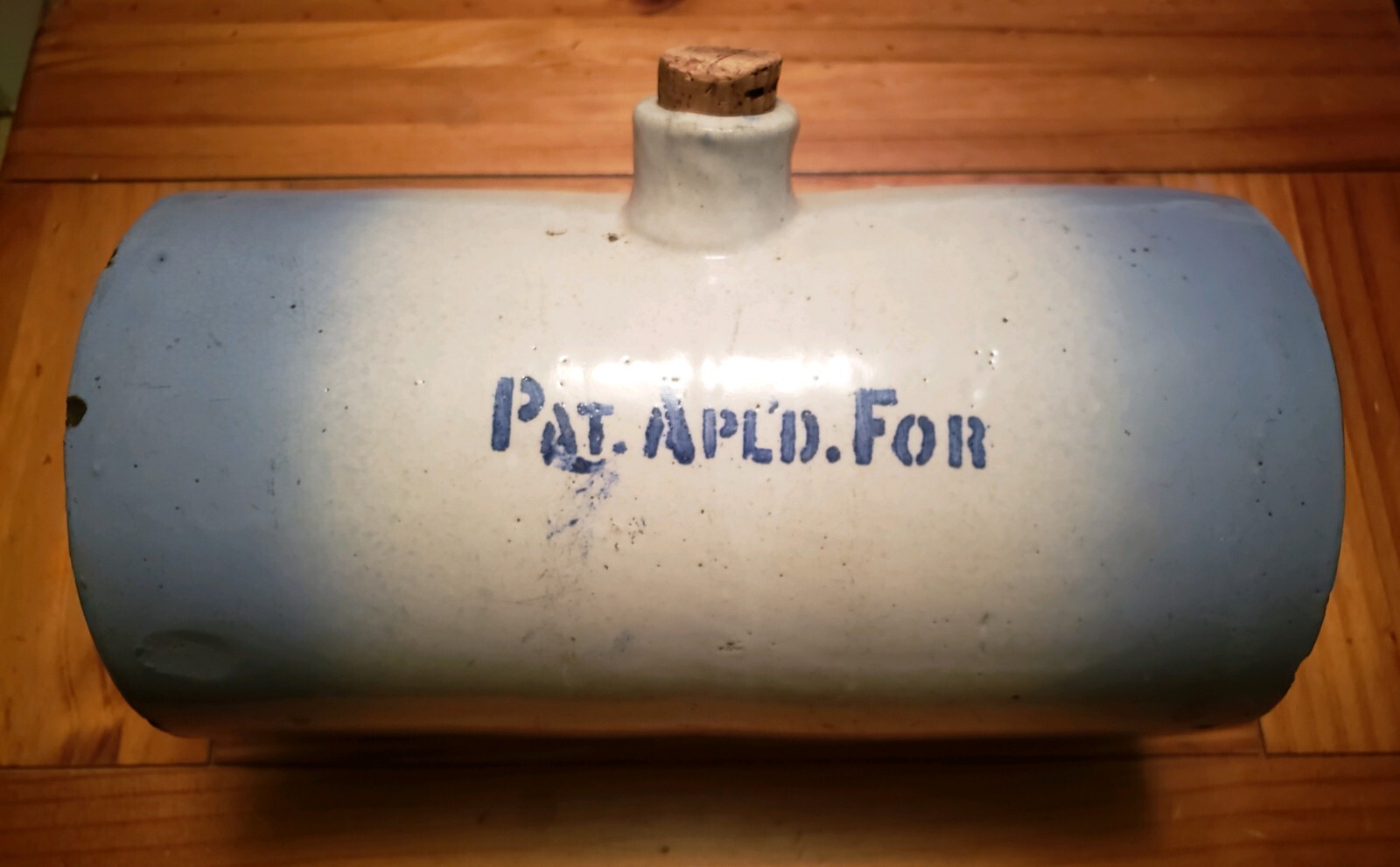 Antique Blue White Stoneware Salt Glaze Diffused Blue Foot Warmer Logan ...