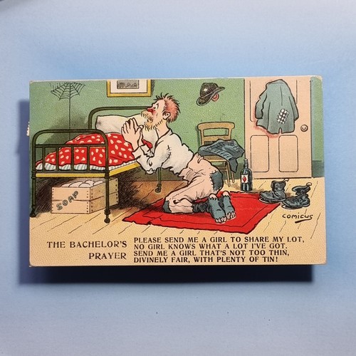 Comic Postcard C1905 The Bachelors Prayer Beer Bottle Soap Box Comicus ...