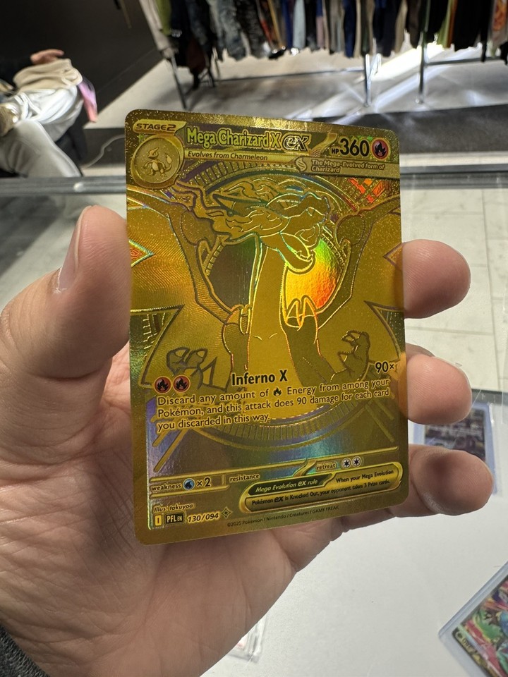 Gold Mega Charizard X EX 130 Pokémon Phantasmal Flames Pokemon NM TCG ...