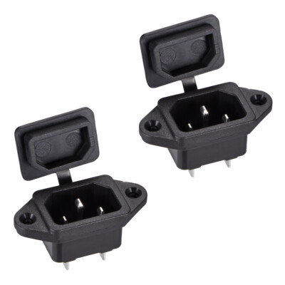 2pcs C14 Panel Mount Plug Adapter AC 250V 10A 3Pins IEC Inlet Module ...