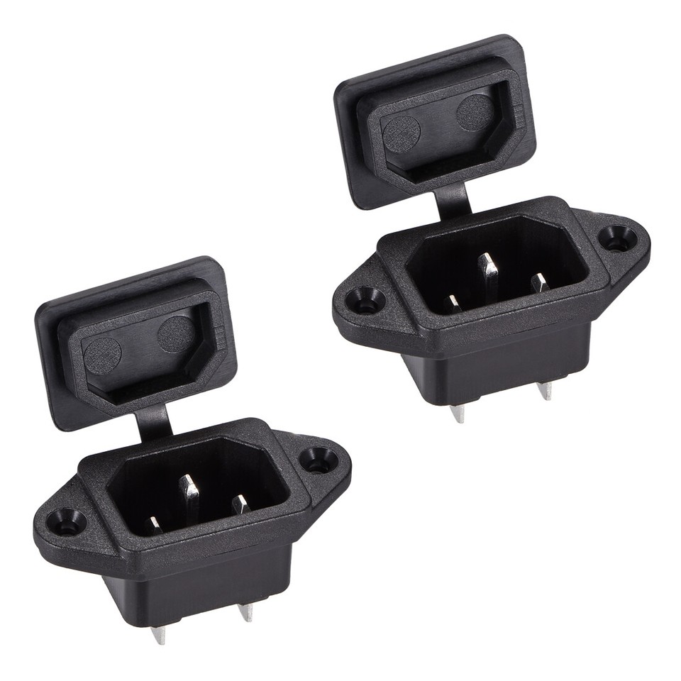 2pcs C14 Panel Mount Plug Adapter AC 250V 10A 3Pins IEC Inlet Module ...