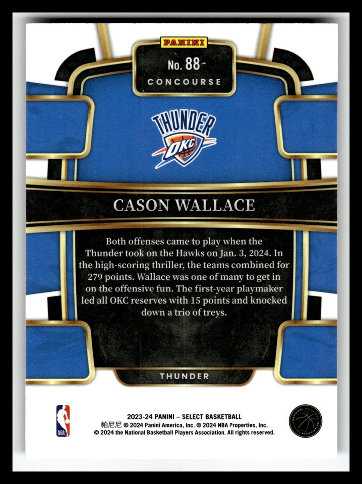 2023-24 Panini Select #88 Cason Wallace Rookie RC | eBay