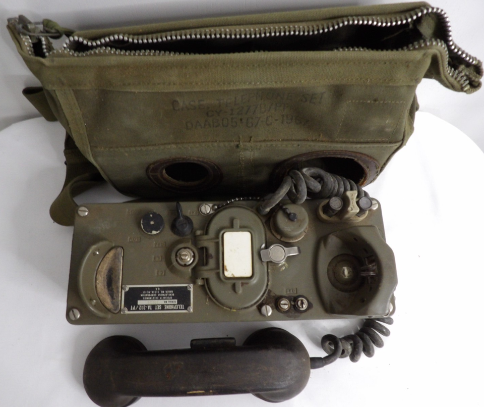 VINTAGE MILITARIA MILITARY WWII US ARMY TA-312/PT FIELD TELEPHONE SET ...