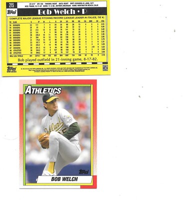 Bob Welch 2013 Topps Archives 1990 Retro SP Baseball Card #215 BOGO ...