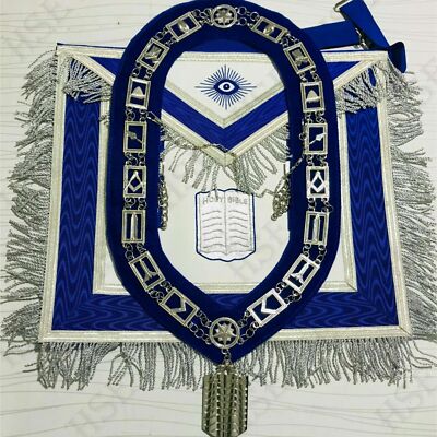 MASONIC REGALIA CHAPLAIN APRON BLUE WITH CHAIN COLLAR & JEWEL | eBay