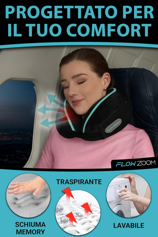 Dream Cuscino Cervicale Da Viaggio in Schiuma Memory – Cuscino per Aereo E Auto, | eBay