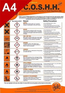 COSHH Control Of Substances Hazardous To Health Poster A4 | eBay
