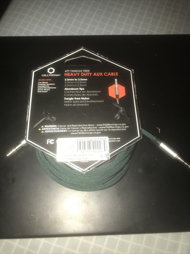 Multi Colors - Celltronix Titanium 6ft Tangle Free HD AUX Cable, 3.5mm ...