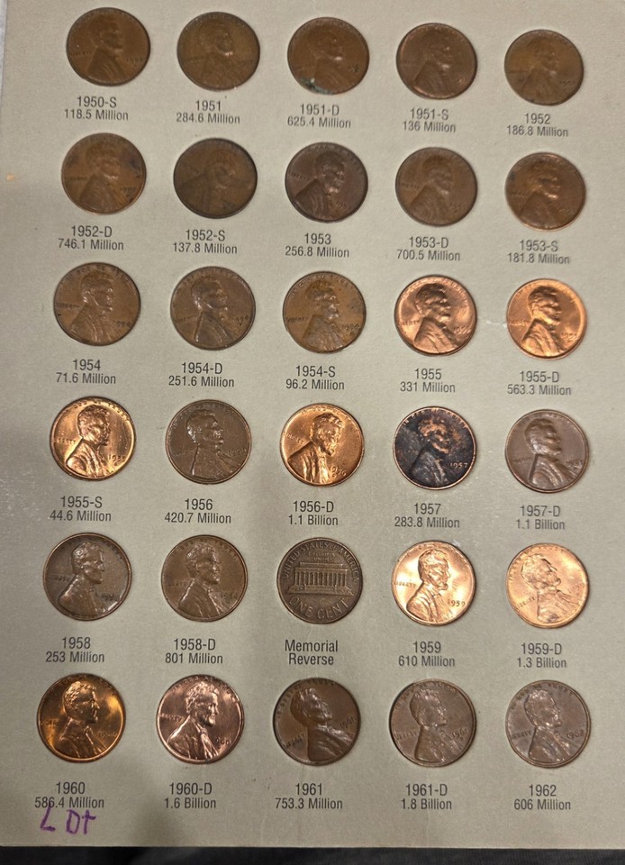 Lot Complete 1941-1974 Lincoln Wheat Cent Set Collection with 1943 ...