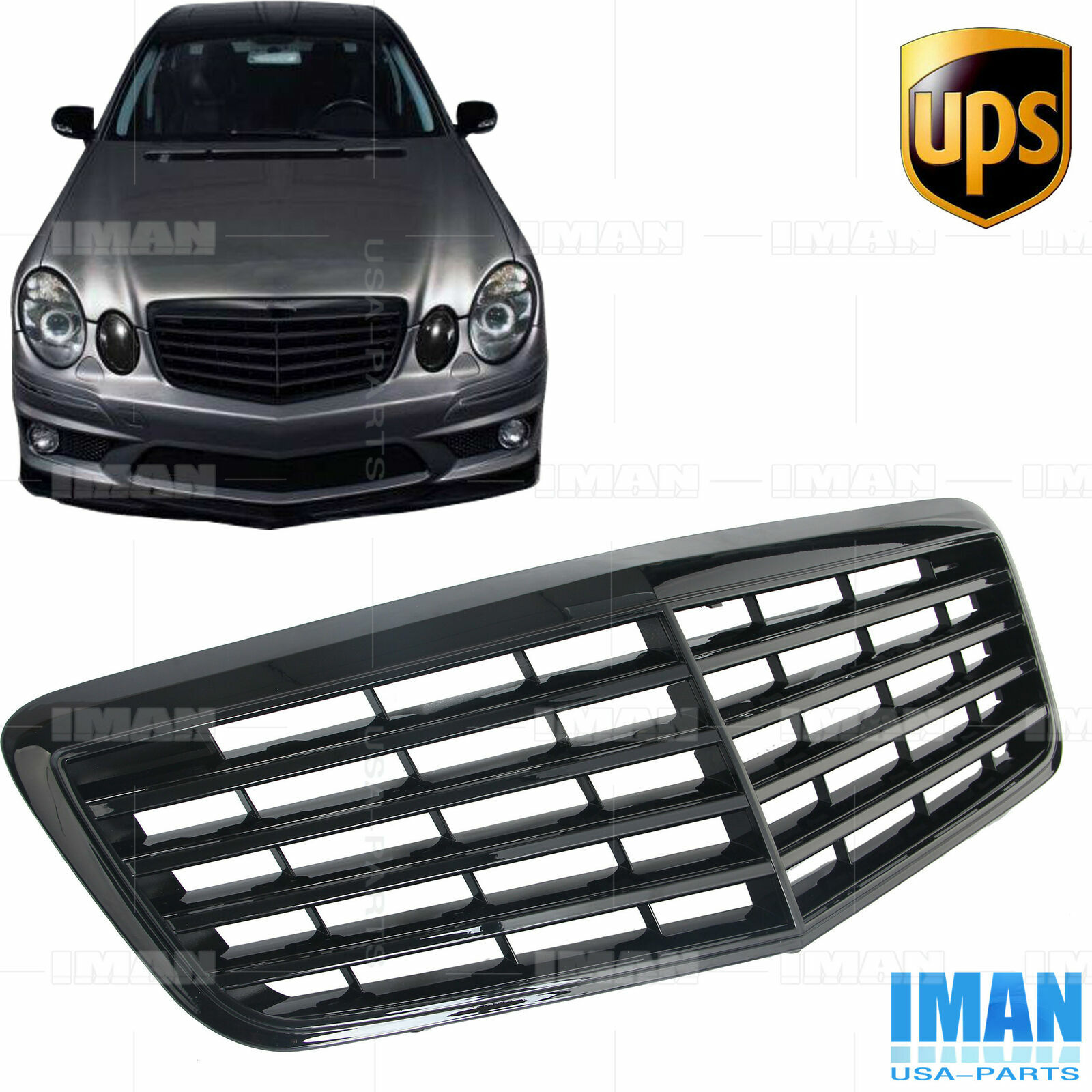 Black Front Grill Grille Compatible with Mercedes W211 E320 E350 E500 ...