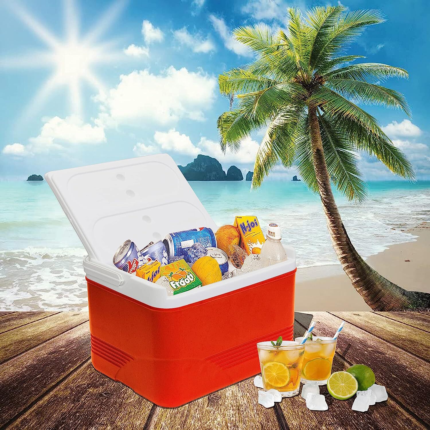 Ice Chest Cooler Box Large Camping Picnic Insulated Food Cool Box 6 ...