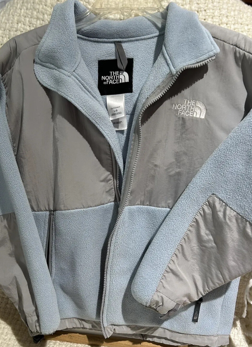 The North Face Blue & Silver Fuzzy Fleece Girls Jacket. Size L Youth ...