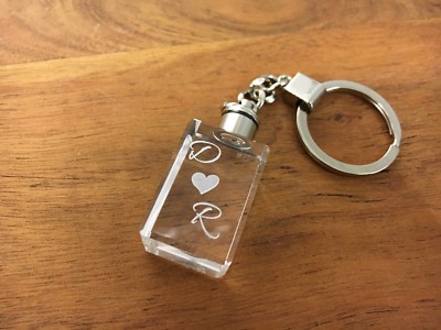 Personalised Valentines Anniversary Crystal Keyring Engraved love Token ...