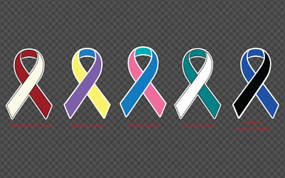 Cancer Ribbon Coloured Car Decal Sticker Any Colour Cervical Bladder ...