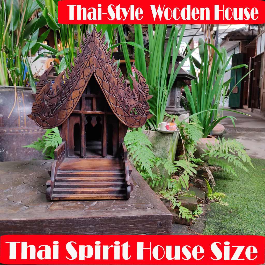 Wooden Shrine Thai Spirit House - Handcrafted Shrine for Blessings and ...