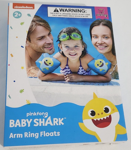 Pinkfong Baby Shark Inflatable Blue Arm Ring Floats for Swimming Ages 2 ...