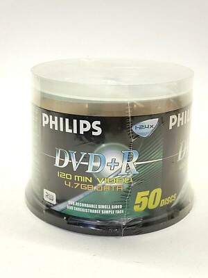 Philips DVDR1S02/751 4.7GB 120-Minute 2.4x DVD+Rs 50 ct. Cake Box ...