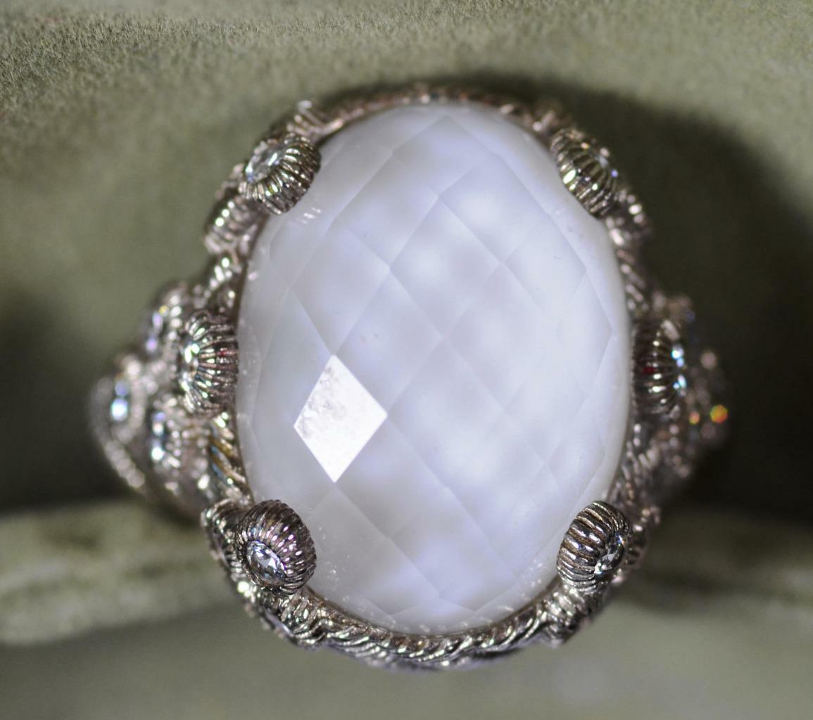 Judith Ripka Sterling White Agate Doublet Ring Oval Faceted Flora Size ...