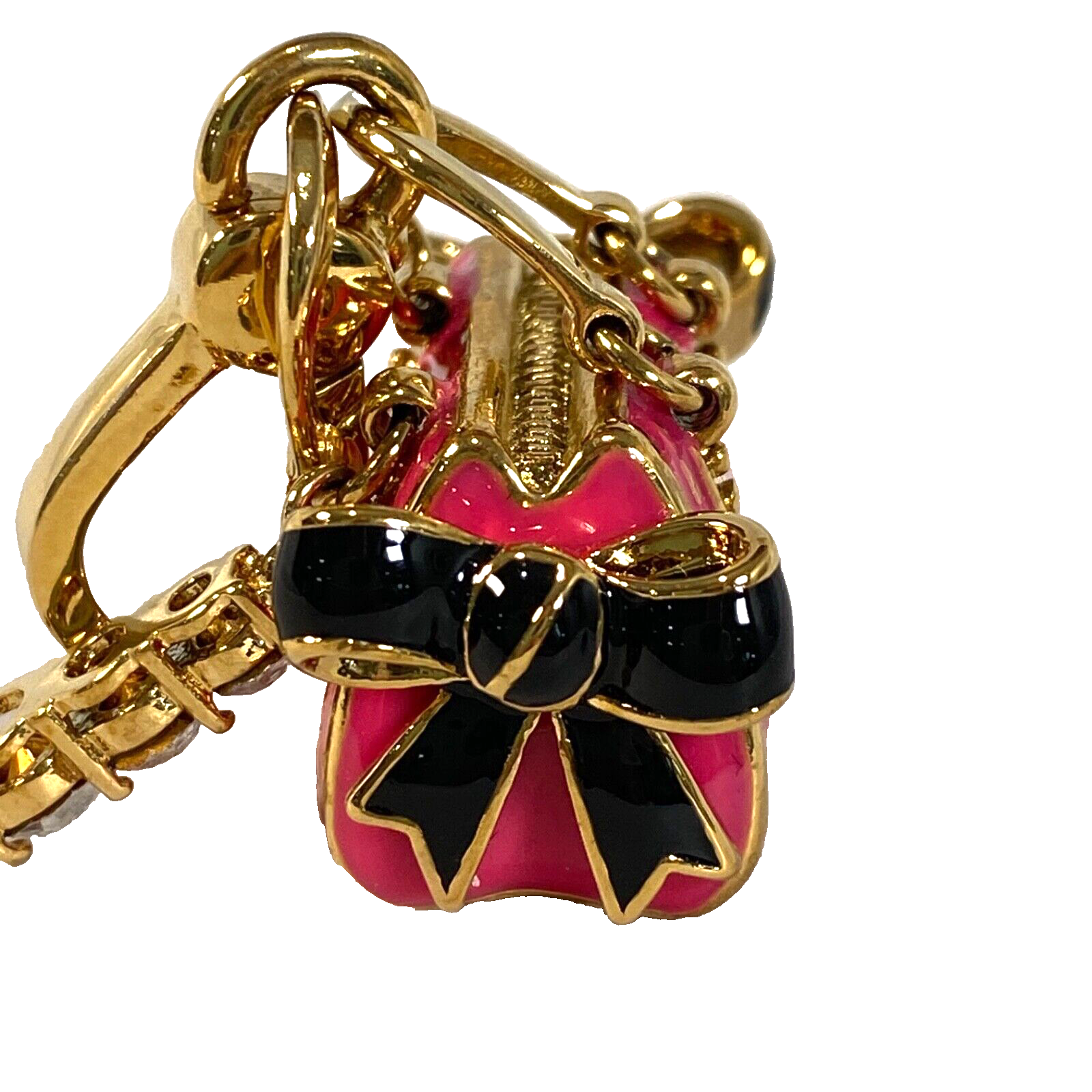 Juicy Couture Charm Pink Daydreamer Bag Black Enamel Bows Crystals ...