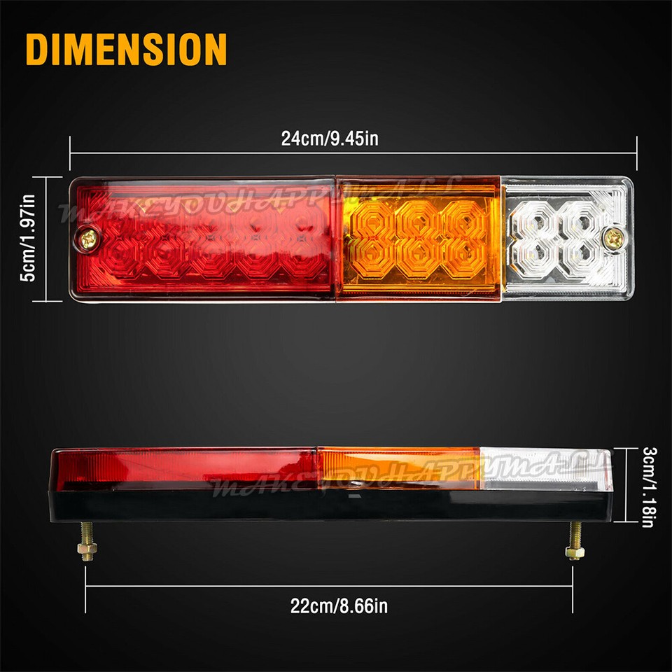 2X 20 LED Trailer Tail Lights 12V Brake Reverse Indicator Truck Caravan ...