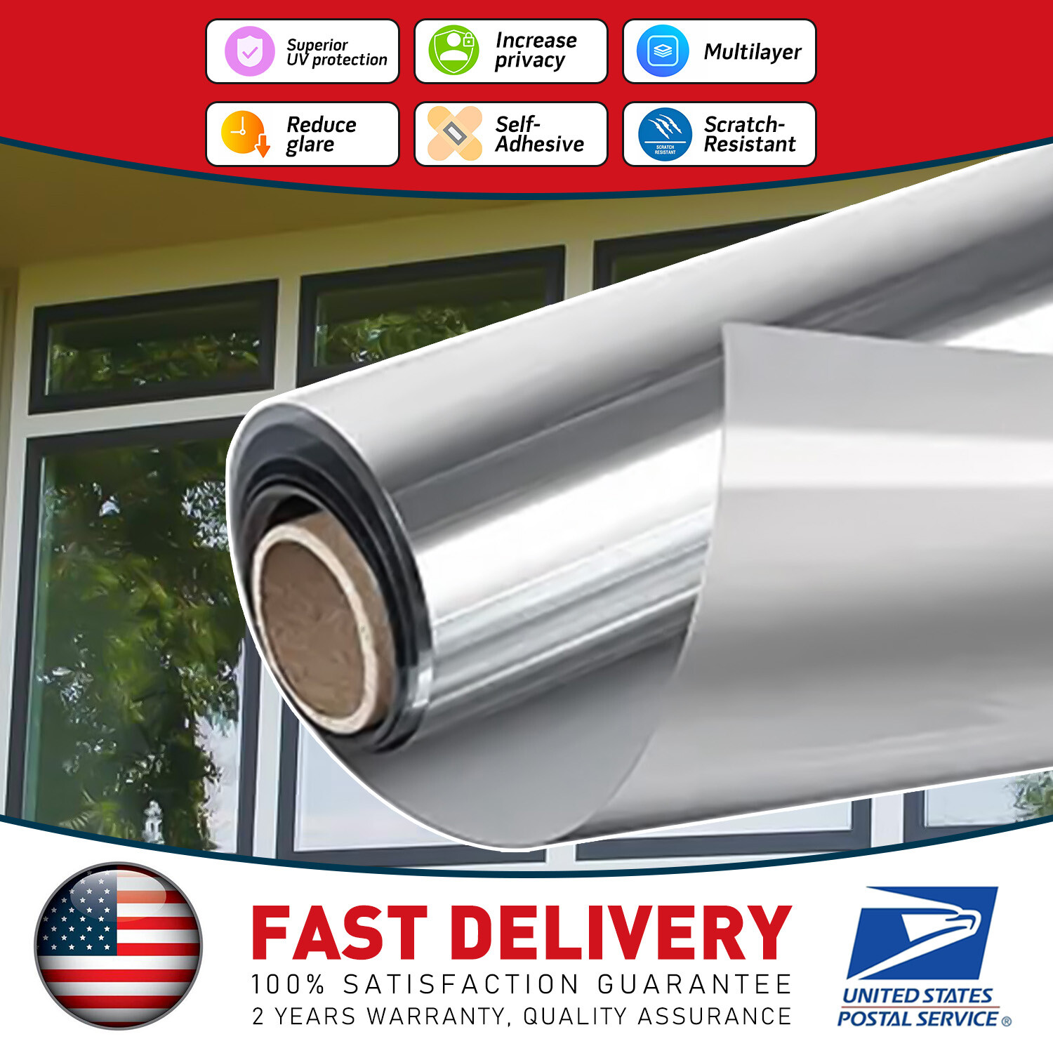 One Way Mirror Window Film Heat UV Reflective Privacy Tint Foil for ...