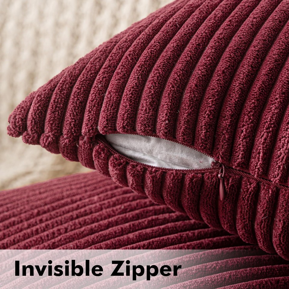 MIULEE Set of 2 Striped Corduroy Square Throw Pillow Case Soft Cushion ...