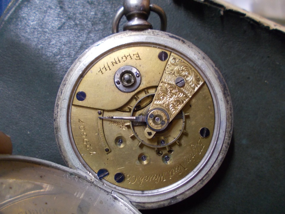 Elgin 18s Key Wind antique pocket watch coin silver case with Key bad ...