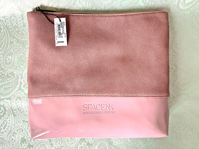 SPACE NK MAKEUP BAG PINK FAUX PATENT TEXTURED LEATHER BEAUTY EVENT NEW ...