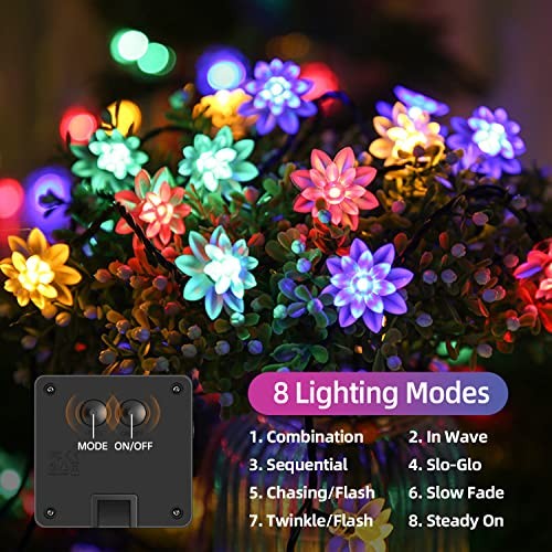 Solar Flower String Lights Outdoor Waterproof 50 LED Solar String ...