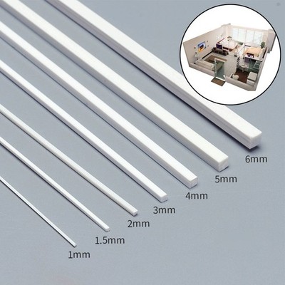 50 Pieces ABS Solid Square Bar Rod 50cm Model Layout Material Plastic ...