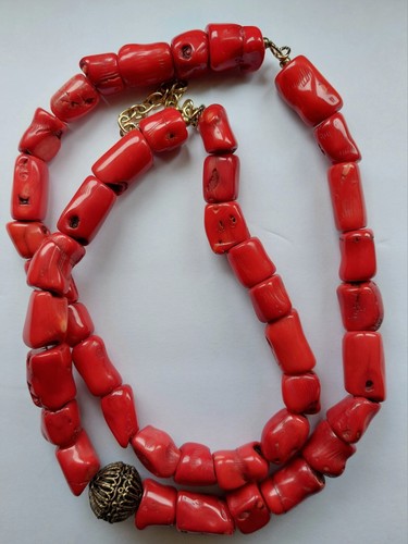 Genuine Natural Freeform Red Coral Gems Beads Jewelry Necklace 10.3 Oz ...