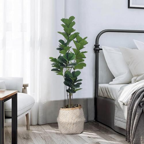 JNT 6ft Artificial Fiddle Leaf Fig Tree, Fake Ficus Lyrata Plant ...