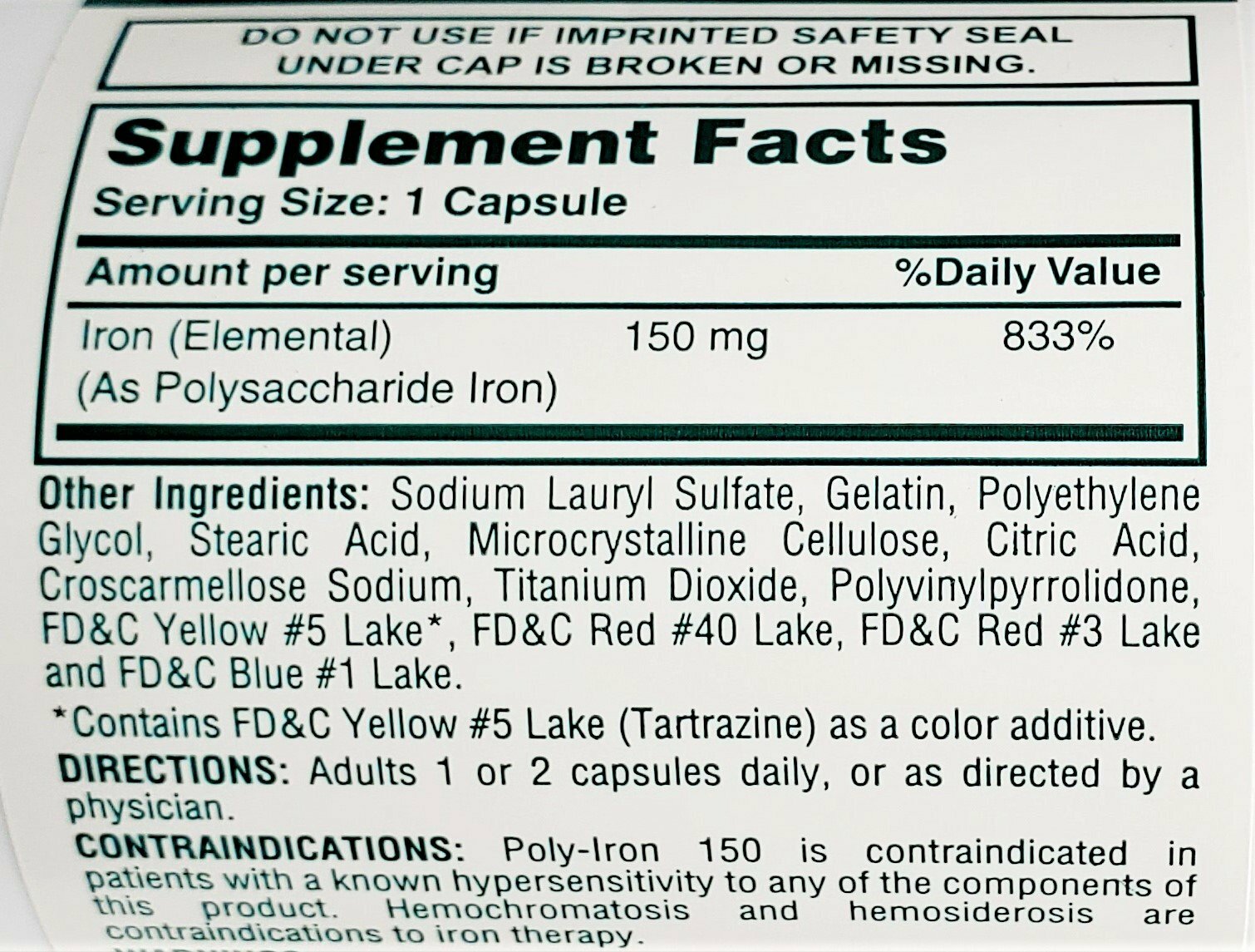 Cypress Poly Iron 150 mg 100 Capsules -Exp Date 04-2026 360258185011| eBay