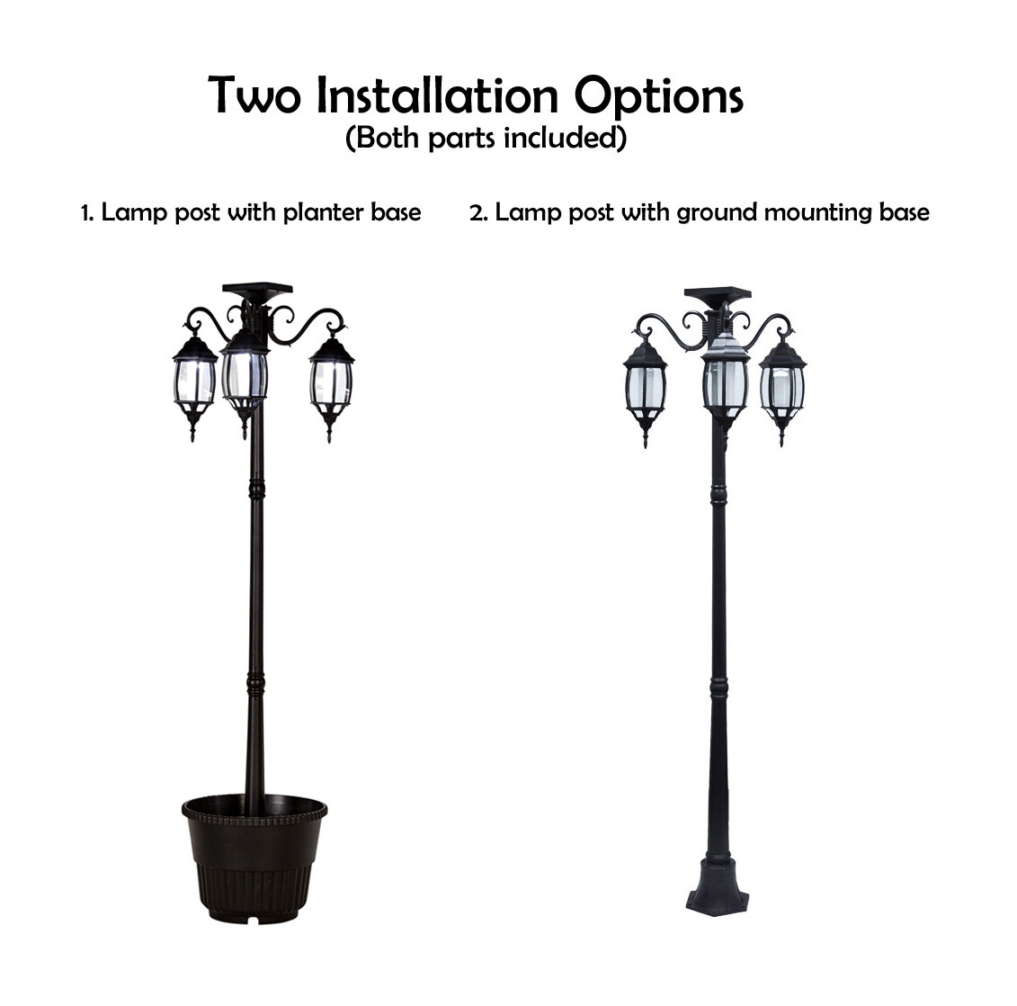 White Solar Lamp Post With Planter 100 Outdoor Lighting Ideas